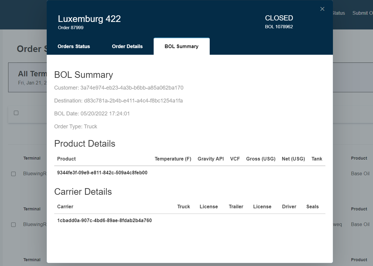 How do I track the status of an order? (or review a BOL) – Dearman Systems