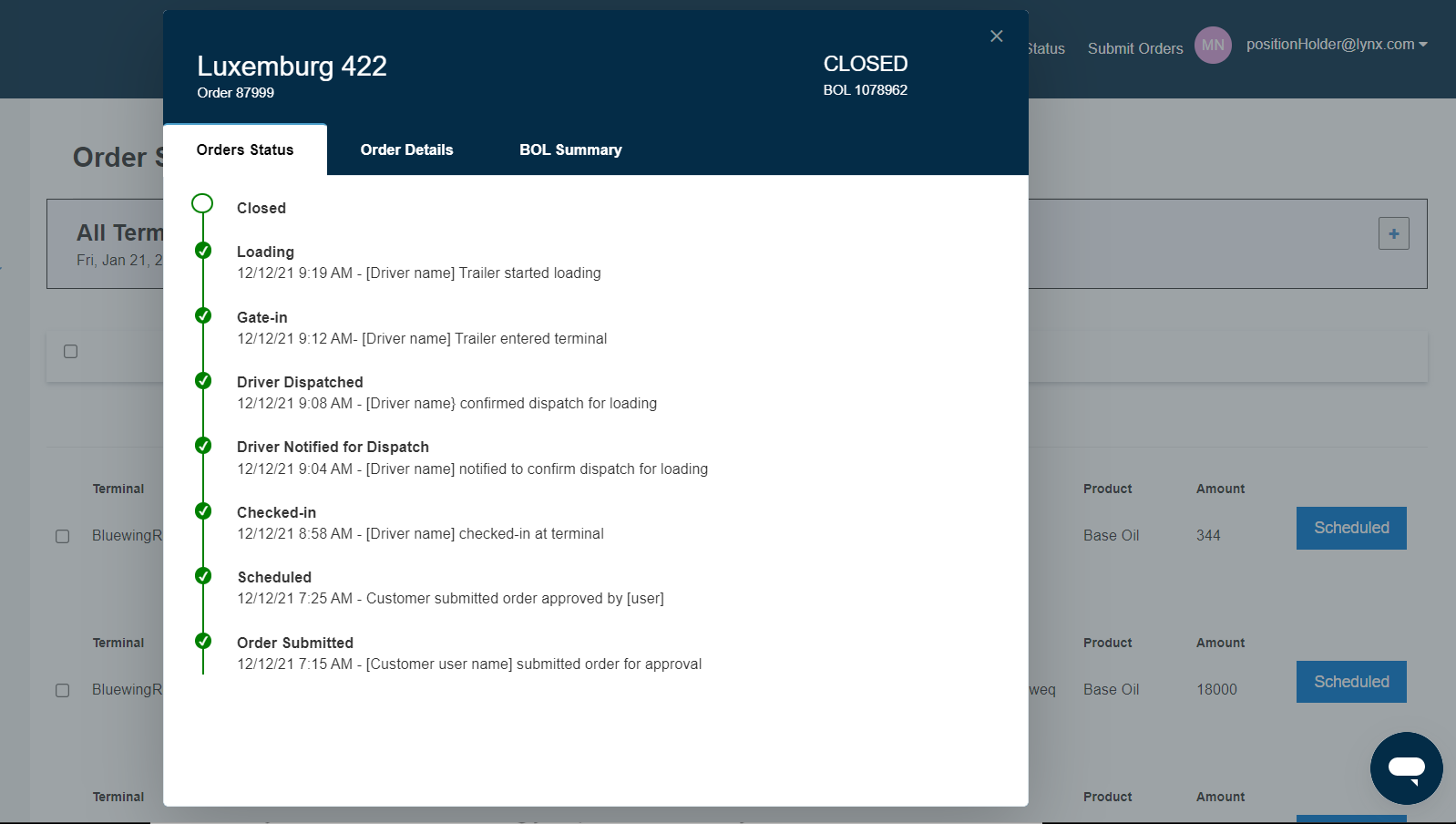 How do I track the status of an order? (or review a BOL) – Dearman Systems